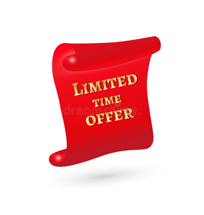 Limited Time Offer with Clock Sign, Yellow and Red Drawn Label Stock ...