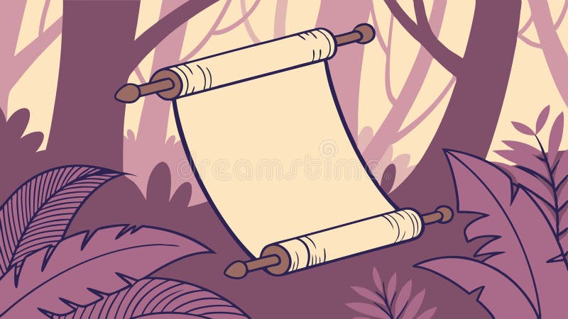 Scroll in Lush Forest, Hidden Ancient Text, Vector Design Generative AI ...