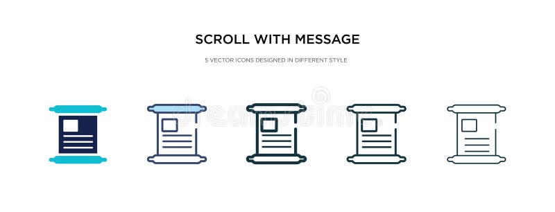Scroll with Message Inside Icon in Different Style Vector Illustration ...
