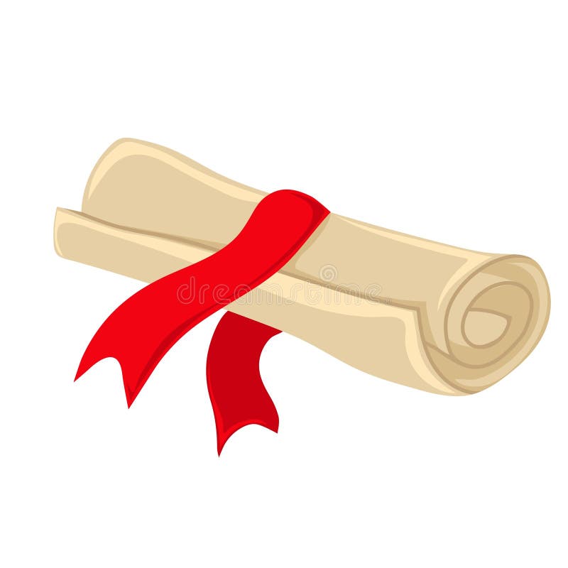 Scroll of Paper, Certificate or Diploma with Red Ribbon Stock Vector ...