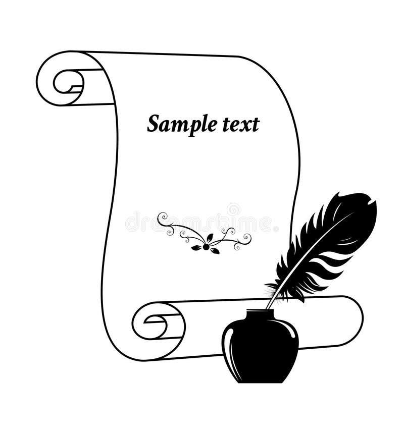 Scroll paper and feather. stock vector. Illustration of scroll - 85096385 Scroll paper and feather. stock vector. Illustration of scroll - 85096385