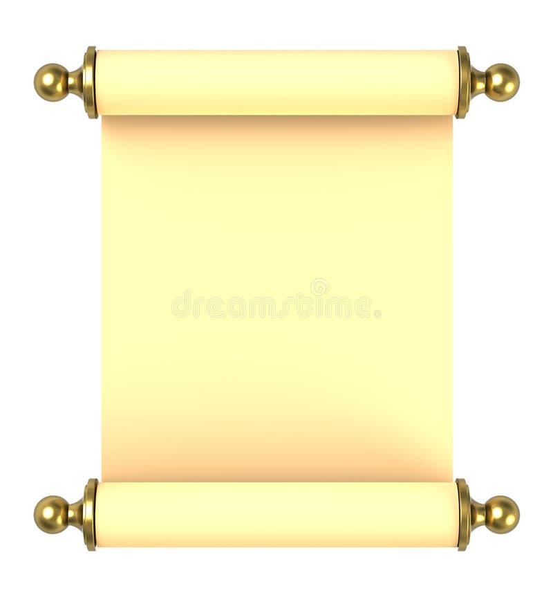 Scroll Paper with Golden Handles Over White. Stock Illustration ...