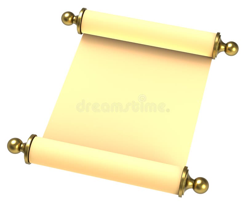 Scroll Paper with Wooden Handles Over White Stock Illustration ...