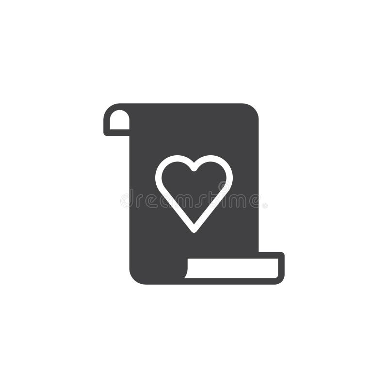 Scroll Paper With Heart Icon Vector Stock Vector - Illustration of ...
