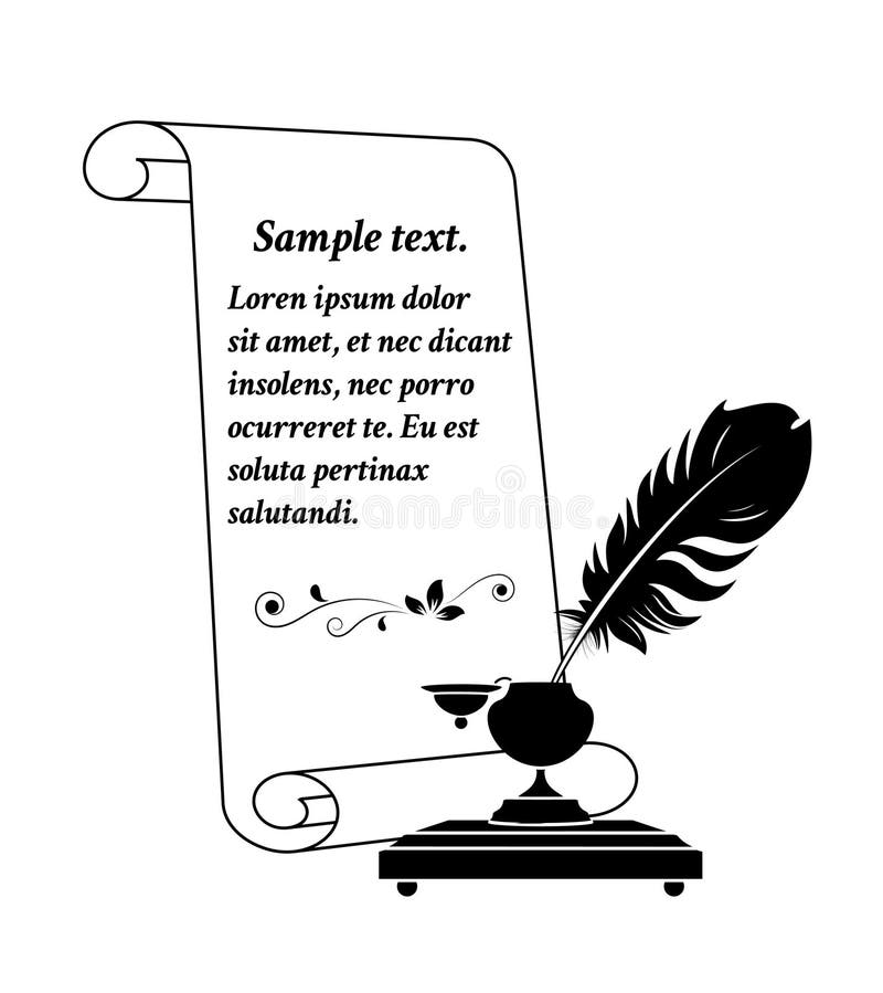 Paper Scroll Feather Pen Ink Pot Stock Illustrations – 136 Paper Scroll ...