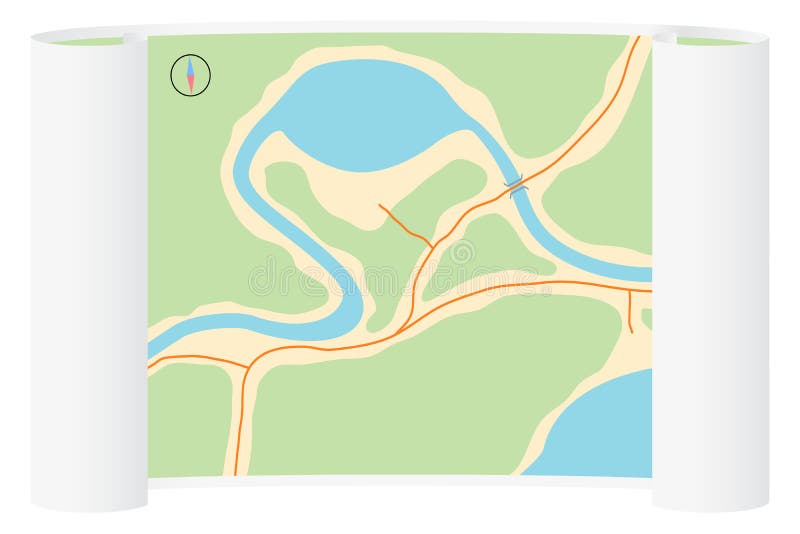 Scroll of Paper with a Map of the Area. Stock Vector - Illustration of ...