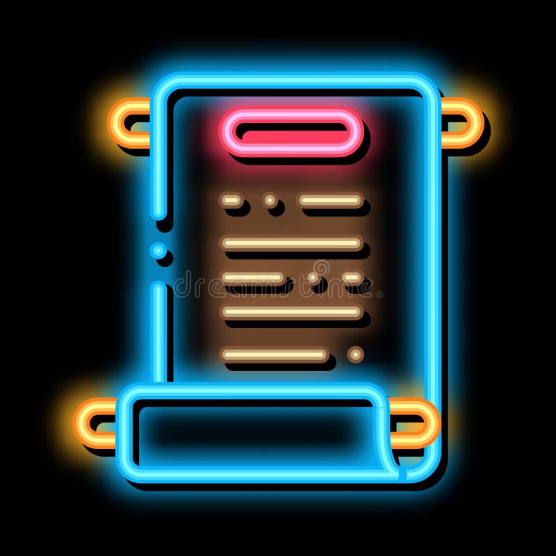 Scroll of Paper Neon Glow Icon Illustration Stock Vector - Illustration ...