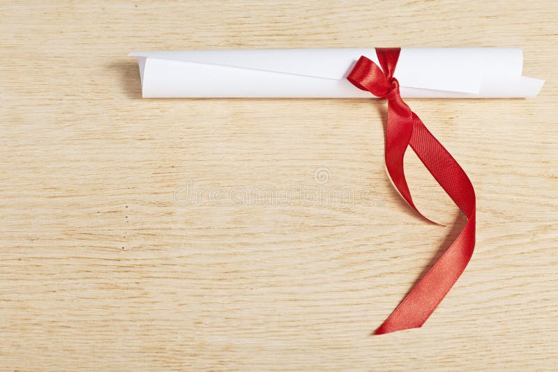 Scroll of Paper with a Red Ribbon. Stock Photo - Image of achievement ...