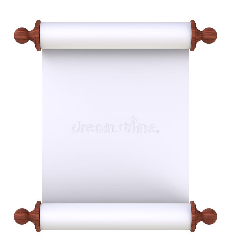 Scroll Paper with Wooden Handles Over White Stock Illustration ...