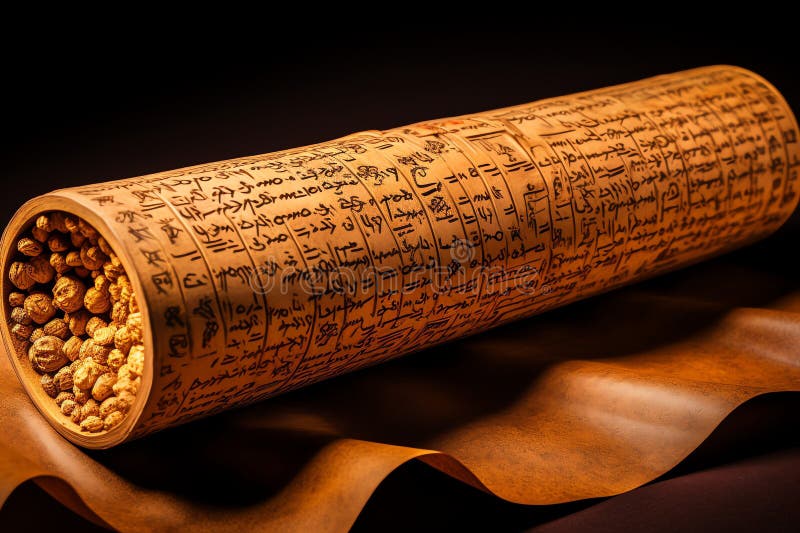Scroll or Papyrus with Ancient Greek Text or Mathematical Equations ...
