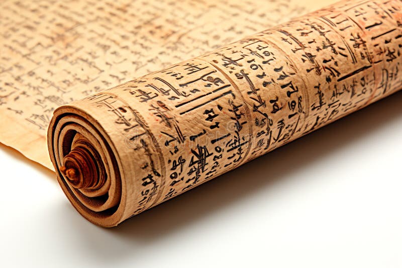 Scroll or Papyrus with Ancient Greek Text or Mathematical Equations ...