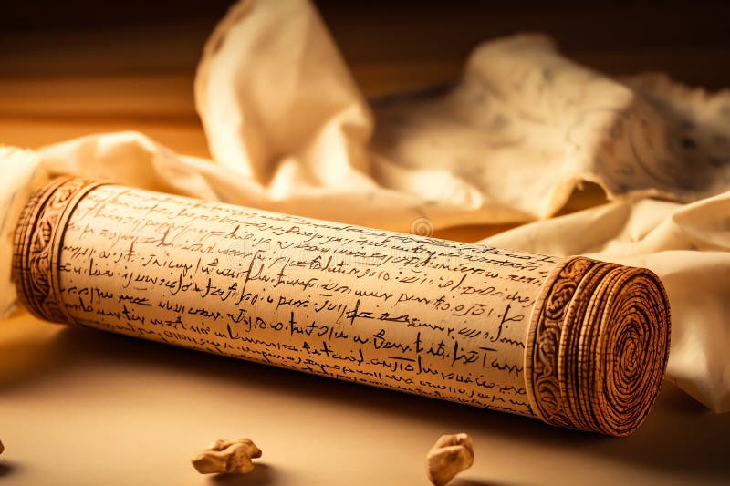 Scroll or Papyrus with Ancient Greek Text or Mathematical Equations ...