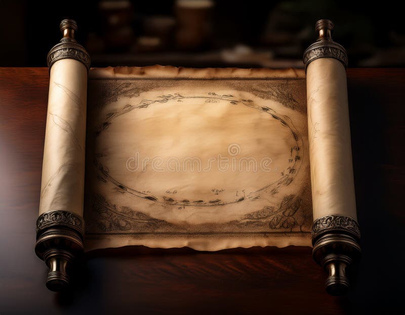 A Scroll of Parchment Partially Unrolled on a Table, with Ink Stains ...