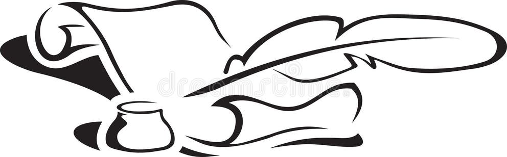 Scroll, pen and ink. stock vector. Illustration of paper - 14670698