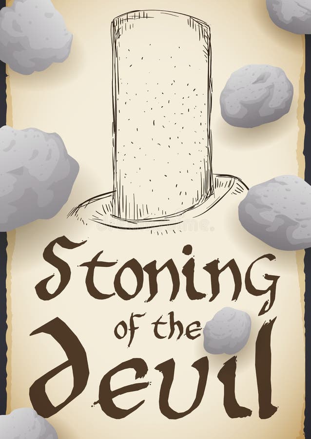 Sacred Pillar in Scroll for Stoning of the Devil Ritual, Vector ...