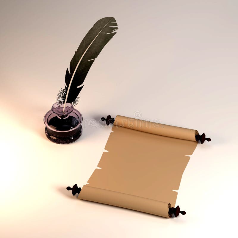 3d Render of Writing Quills Stock Illustration - Illustration of render ...