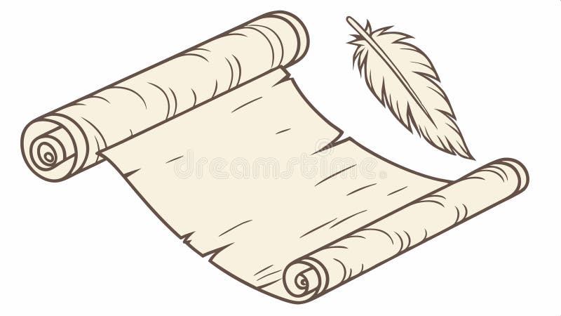 Scroll and Quill Pen, Classic Writing and Historical Symbol Vector ...