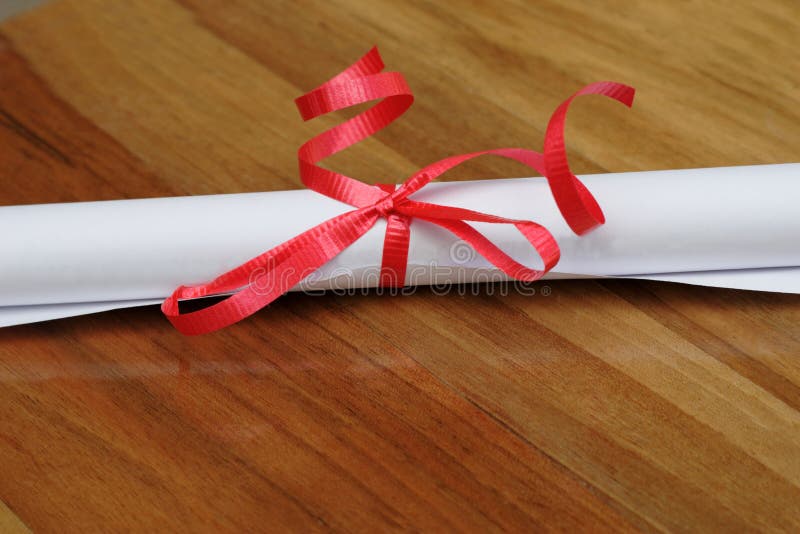 Scroll with red ribbon stock image. Image of gift, celebration - 3748337