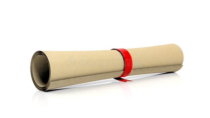 Scroll with red ribbon stock illustration. Illustration of objects ...