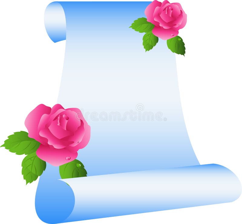 Scroll and roses stock vector. Illustration of message - 24988059