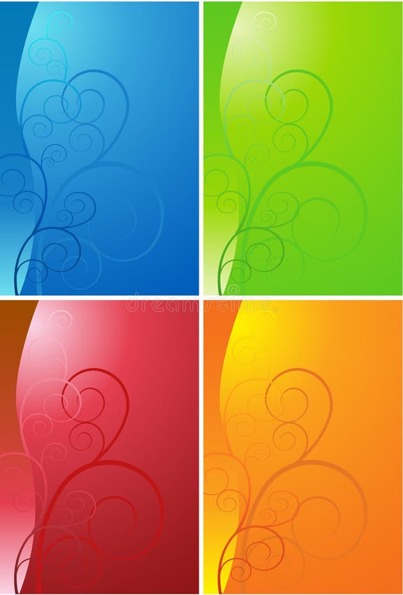 Scroll Shape Background Set Stock Vector - Illustration of blue, green ...