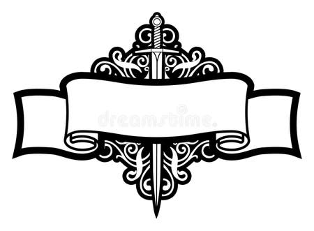 Scroll and Sword stock vector. Illustration of draw, element - 3263157