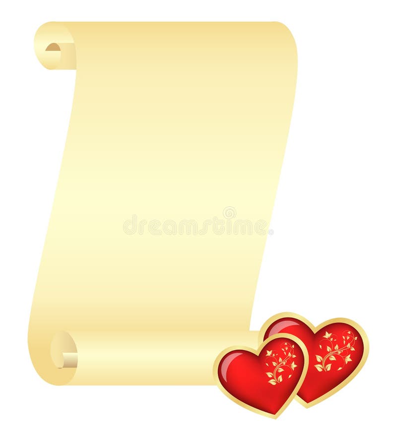 Scroll with two hearts stock vector. Illustration of retro - 22773421