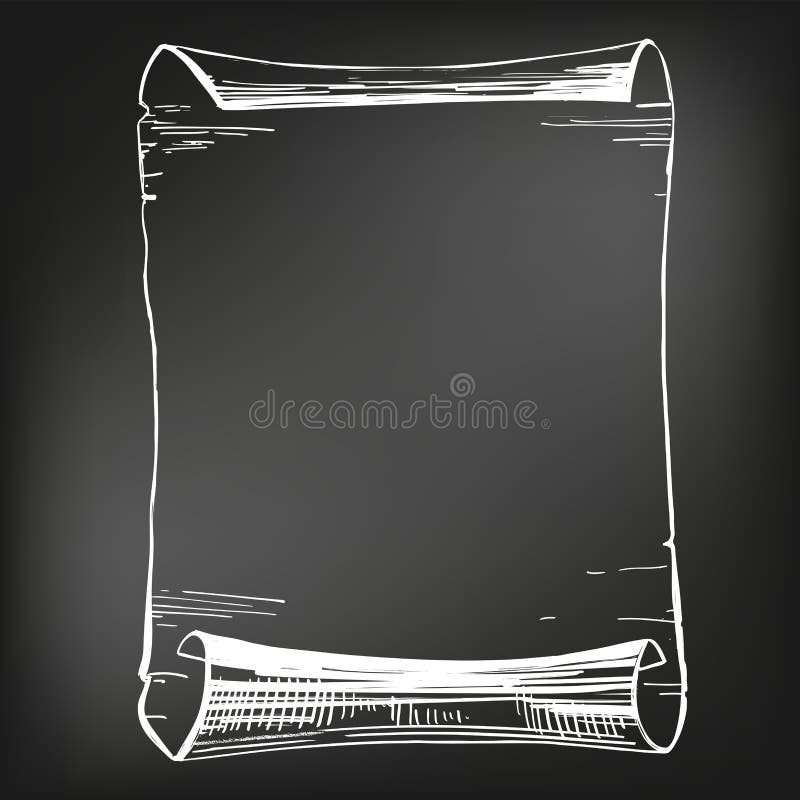 Scroll Vintage Frame Hand Drawn Vector Illustration Realistic Sketch ...