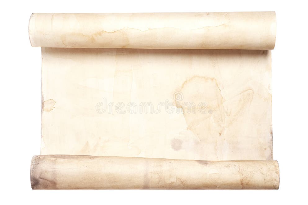 Scroll of Vintage Paper Isolated on White. Stock Image - Image of ...