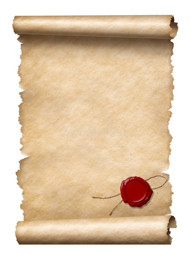 Scroll with wax seal stock illustration. Illustration of rope - 89979497
