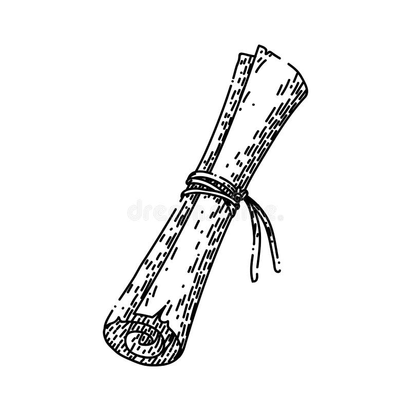 Scroll Yellow Paper Sketch Hand Drawn Vector Stock Illustration ...