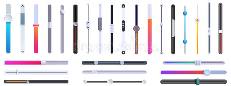 Scrollbar Icons Set Collection Of Vertical And Horizontal Scroll Bars Showing Progress Stock