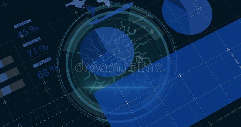 Scrolling Data Table Starting Shield Pulsing Revealing Lock Rotating Charts Showing Security ...