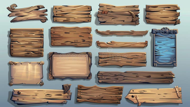 Scrolling Game User Interface Icons, Wooden Boards, and Antique ...