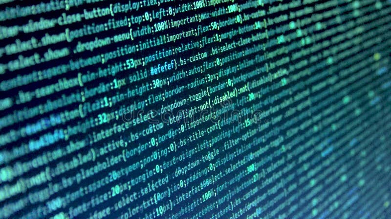 Scrolling Motion Dynamic Move On Notebook Display Lots Of Digits And Chars On The Computer