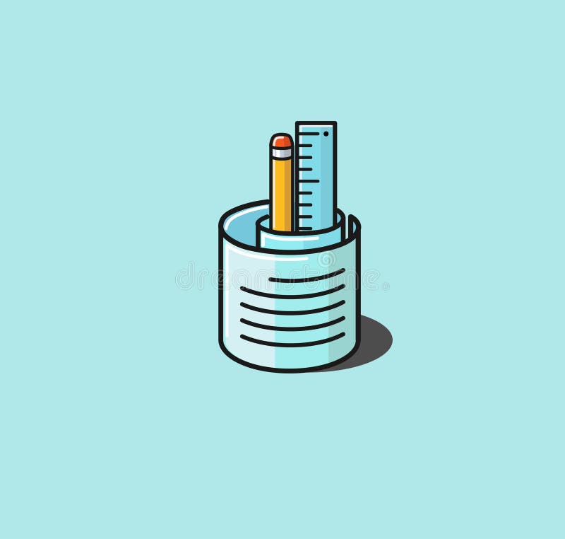 Scrolling Paper,pen and Ruler Icon Stock Vector - Illustration of ...