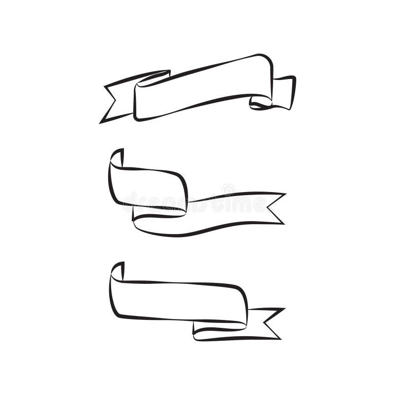 Scrolling Ribbon Banner Vector Outline Drawing Stock Vector ...
