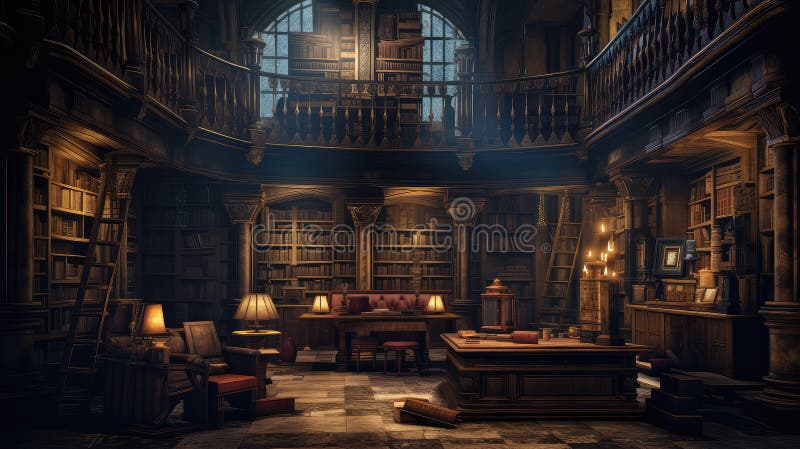 Scrolls medieval library stock illustration. Illustration of ...