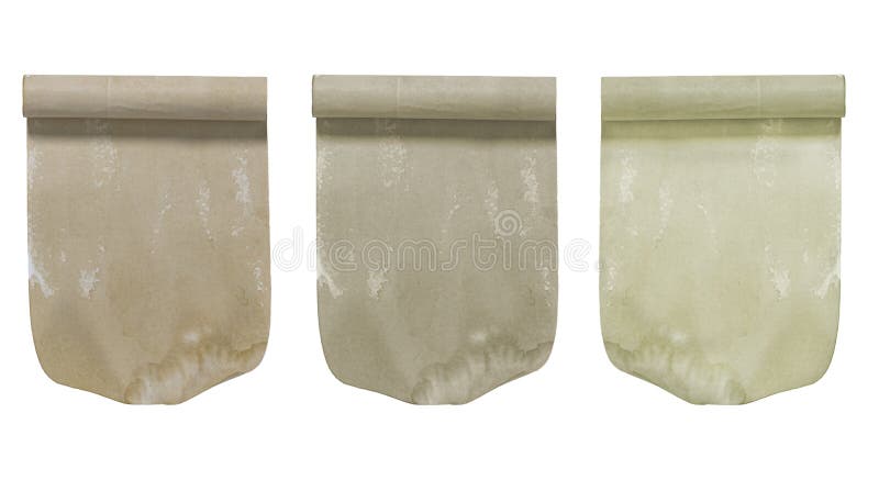 Scrolls of Old Paper Close-up on White Isolated Stock Image - Image of ...