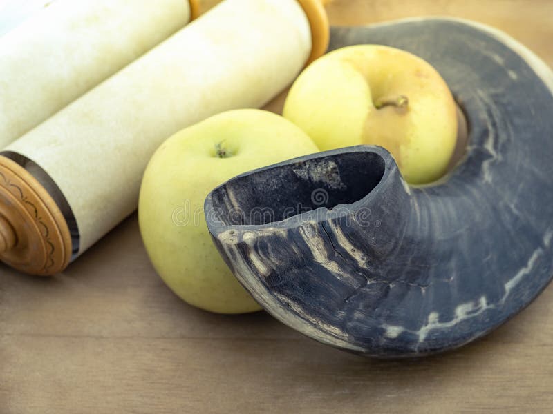 Symbols of the Jewish New Year-Honey, Apple, Pomegranate on a Tree ...