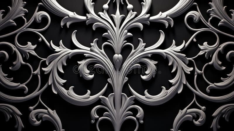 Scrollwork Black and White Wallpaper Stock Illustration - Illustration ...