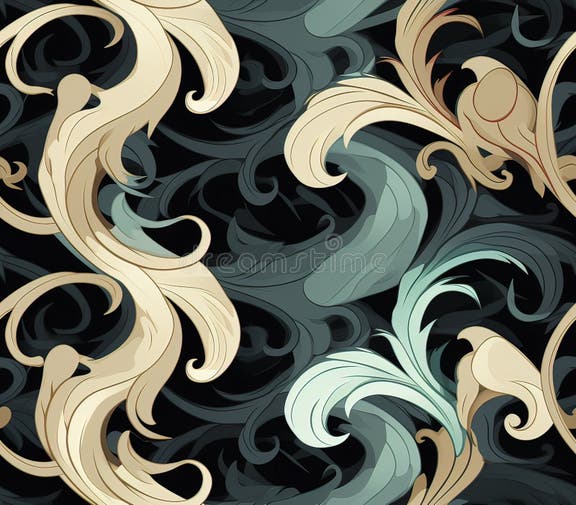 Scrollwork, Fabric Pattern, Seamless Pattern. Stock Illustration ...