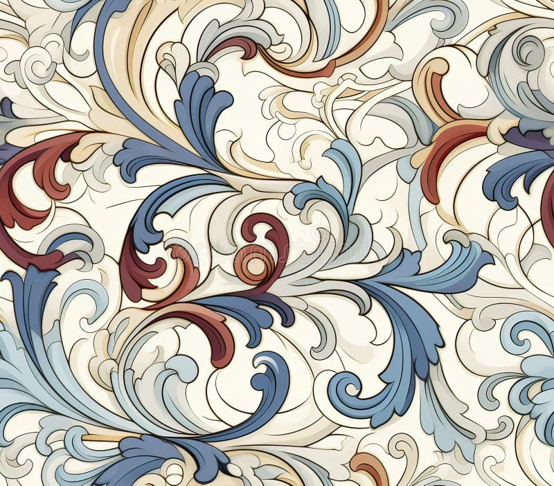 Scrollwork, Fabric Pattern, Seamless Pattern. Stock Illustration ...