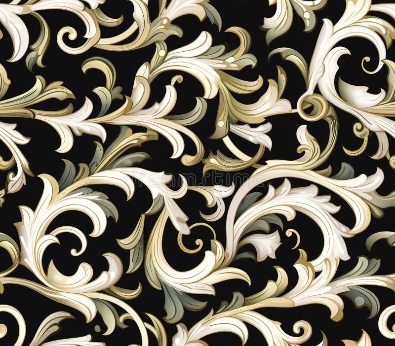 Scrollwork, Fabric Pattern, Seamless Pattern. Stock Illustration ...