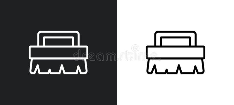 Scrub Brush Outline Icon in White and Black Colors. Scrub Brush Flat ...