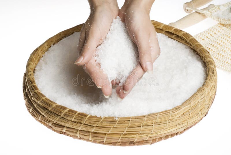 Scrub hands with salt stock photo. Image of woman, finger - 4868366