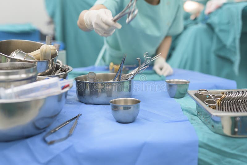 Scrub Nurse Prepare Medical Instruments Stock Image - Image of metallic ...