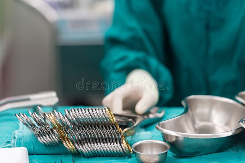 Scrub Nurse Prepare Medical Instruments for Surgery Stock Image - Image ...
