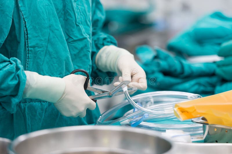Scrub Nurse Preparing Tools for Open Heart Operation Stock Image ...