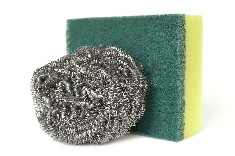 Scrub Sponge and Steel Wool Stock Photo - Image of floral, background ...